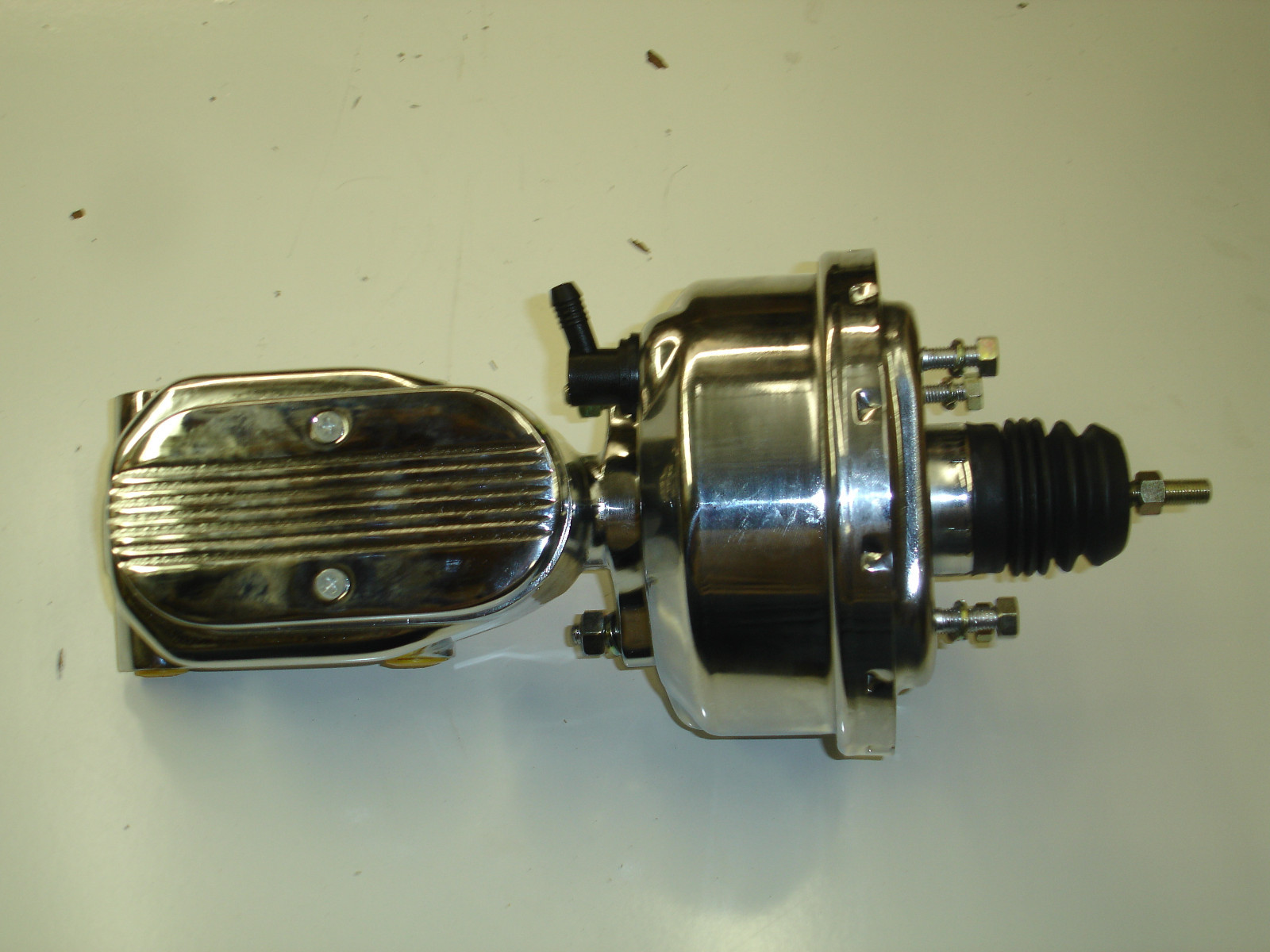 7" chrome single diaphragm brake booster and billet master cylinder new ...