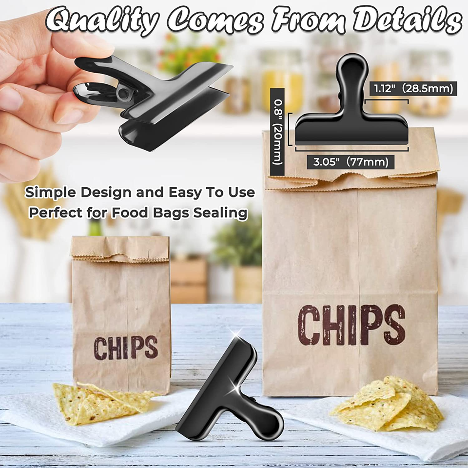 Metal Black Chip Clips Bag Food Clips Stainless Steel Heavy Duty | eBay
