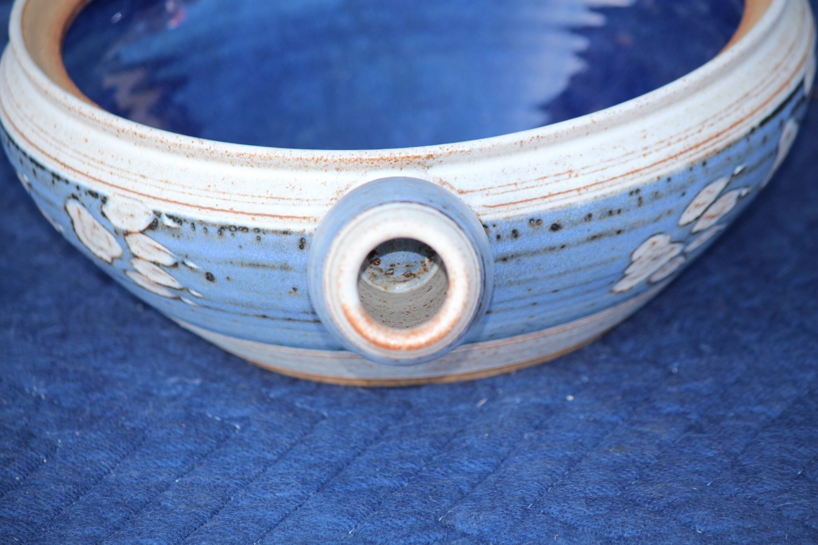 Pottery Stoneware Crock Southwest Theme Cobalt & Sky Blue Wolf Dog Paws ...