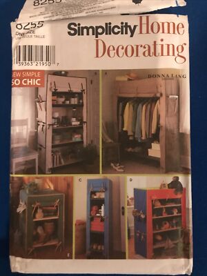 NEW Simplicity Home Decorating Pattern COVER for Shelving Unit #8255 ...