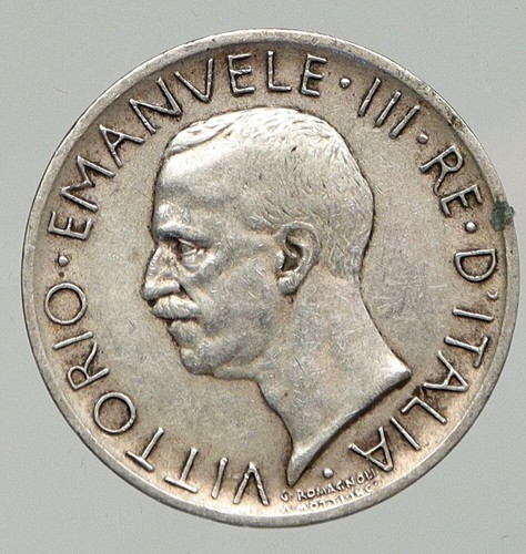 1927R ITALY King Victor Emmanuel III OLD Silver 5 Lire Italian Coin ...