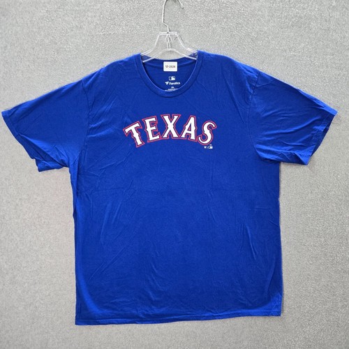 Texas Rangers Men Shirt 2XL Blue Logo Fanatics Short Sleeve Crew Neck ...