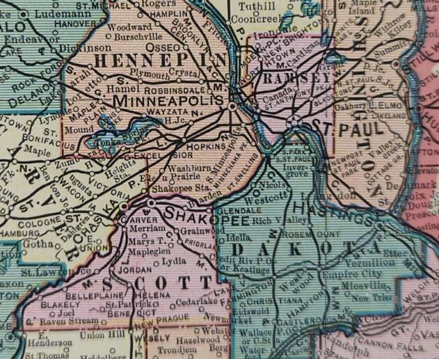 Vintage 1902 MINNESOTA Map 14"x22" Old Antique Original RED WING ...