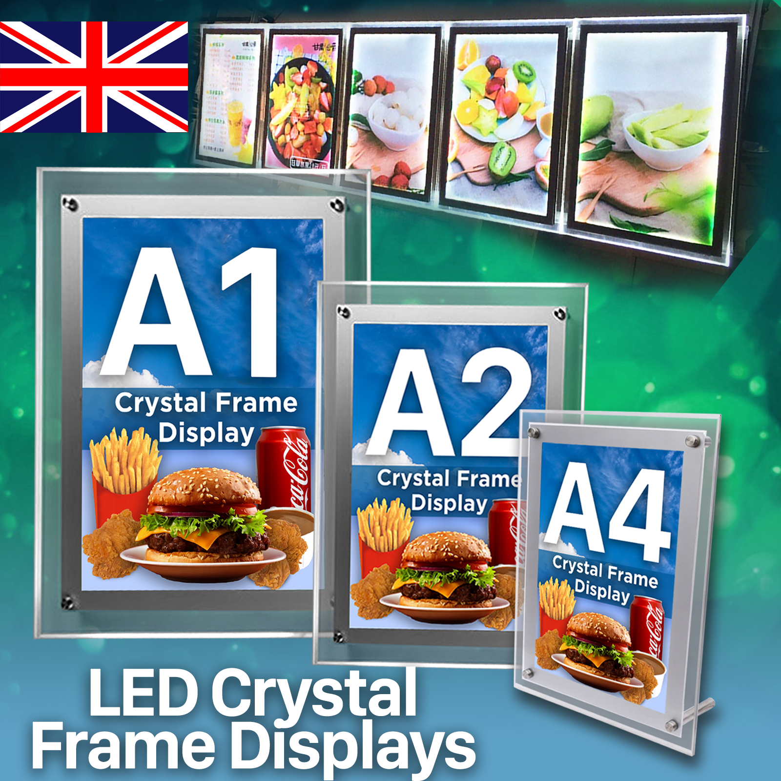 A1 A2 A4 | Slim LED Illuminated Wall Mounted Crystal Frame Poster ...