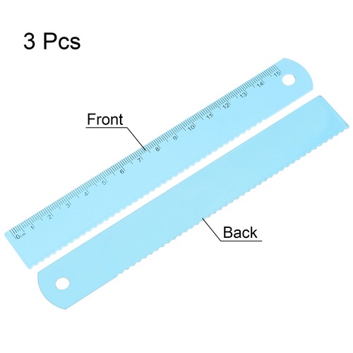3pcs Straight Ruler 15cm Metric Wave Edge with Hole Measuring Tool, Sky ...