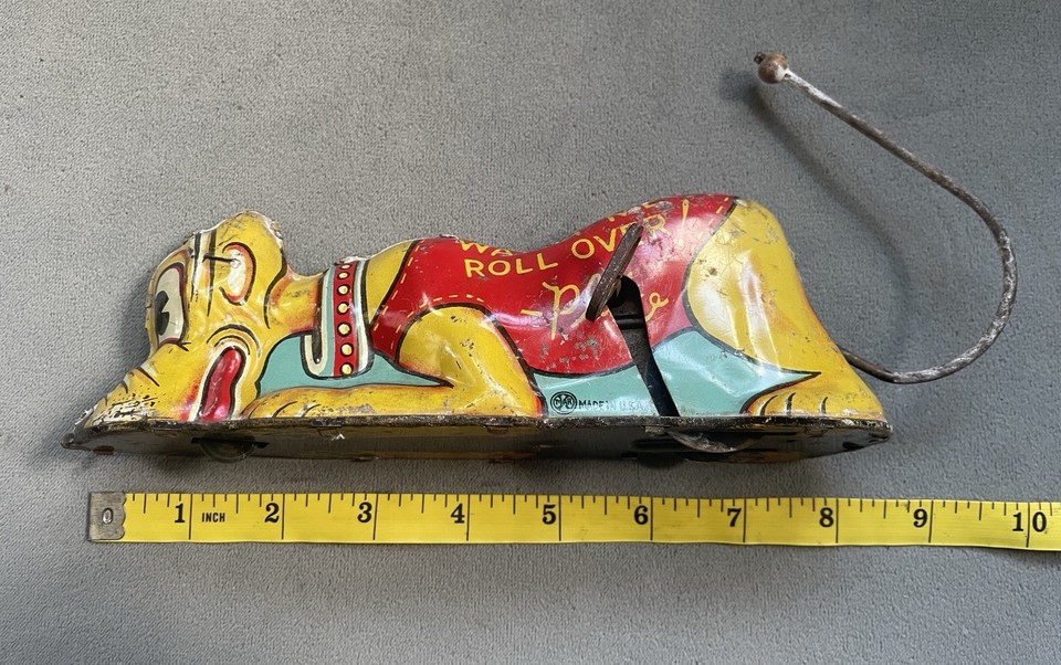 1939 DISNEY MARX PLUTO WATCH ME ROLL OVER TIN TOY | eBay