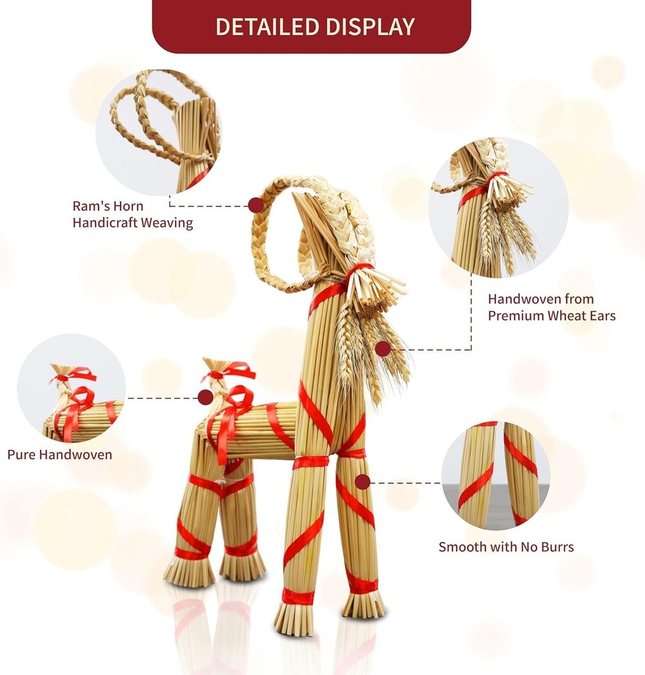 16.1-inch Tall Swedish Straw-Woven Christmas Goat Yule Decoration ...
