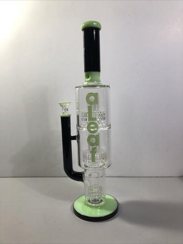 ALEAF Straight Hit 3 Stage Barrel Percolator 15”Neo Green Water Pipe ...