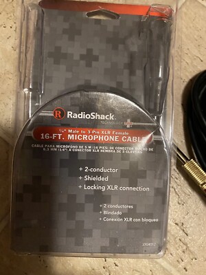 RadioShack 16 FT Shielded Microphone Cable 1/4 Male to 3 Pin XLR Female ...