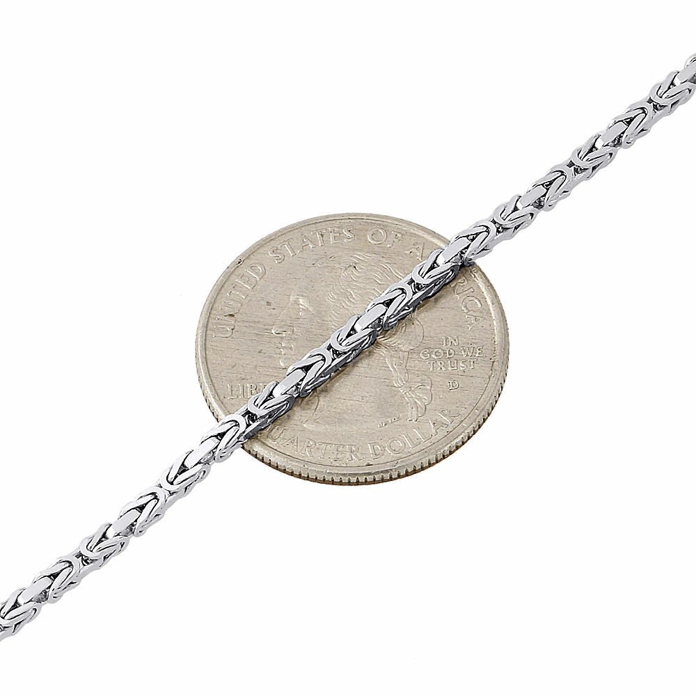 14K White Gold 2MM Solid Byzantine Italian Link Style Chain Necklace 16 ...