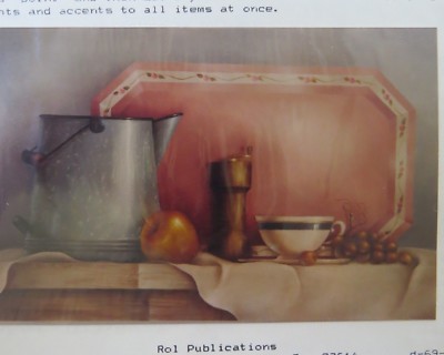 CHERI ROL 1989 SIDEBOARD METAL PITCHR OIL STILL LIFE PAINTING PATTERN ...