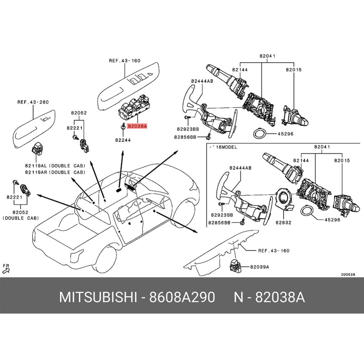 8608A290 Mitsubishi Switch asfdr pwr w 8608A290 Genuine OEM Part for ...