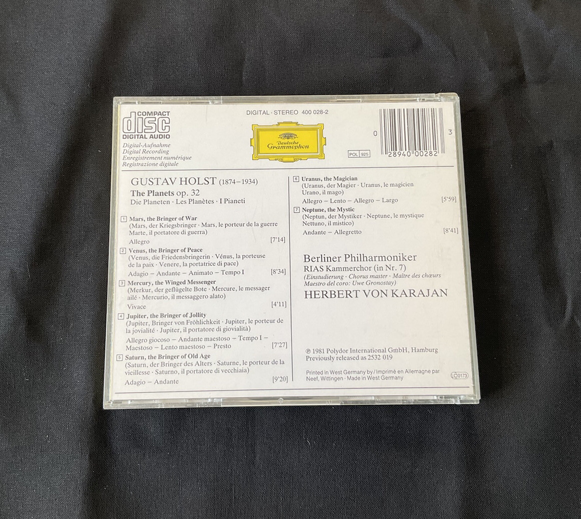 Holst: The Planets Karajan Berlin Philharmonic Orchestra (CD, 1981) VGC | eBay UK