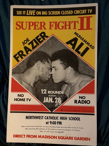 Muhammad Ali Vs Frazier Original Fight 2 Closed Circuit Poster Board ...