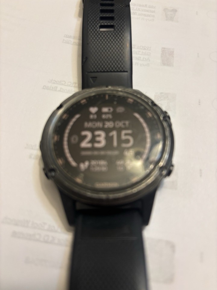 GARMIN FENIX 5 Crystal Face Stainless Steel Band GPS Watch no Charger ...