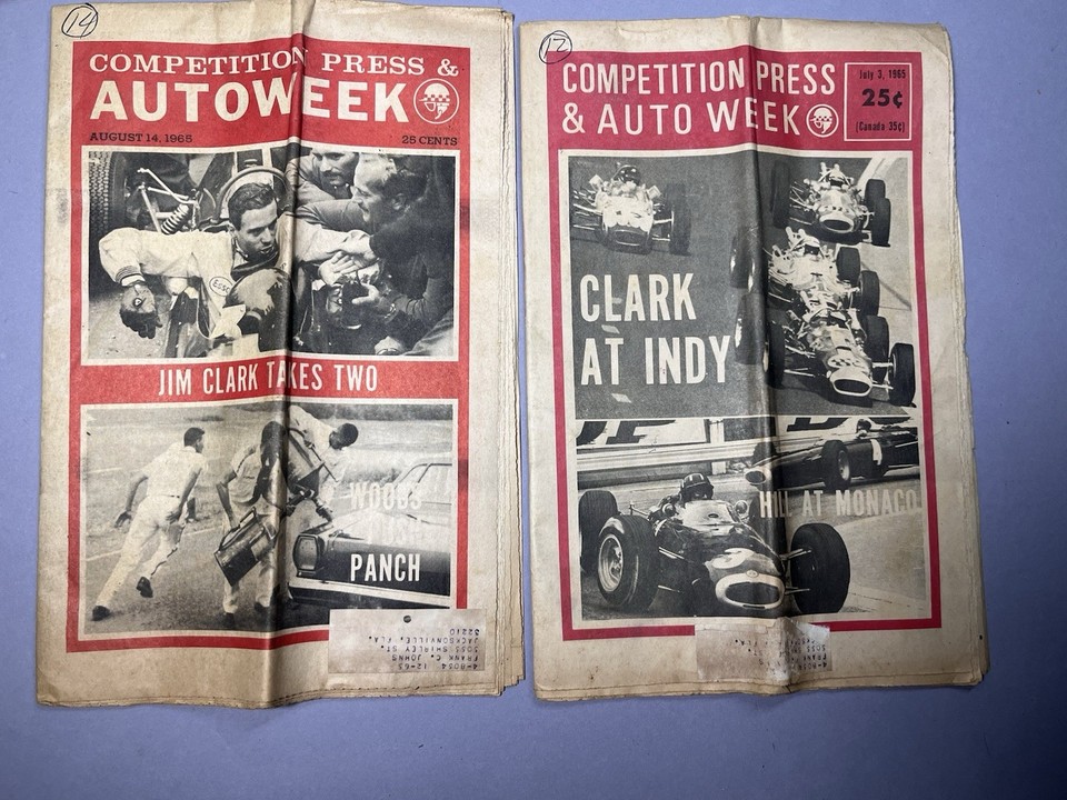 Competition Press & Autoweek Newspaper Vintage Racing Magazine 13 Lot ...