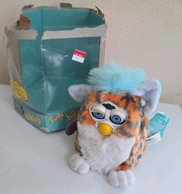 Vintage TIGER FURBY 1999 Blue & Orange Cheetah Spots Brown Eyes ...