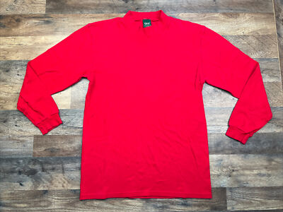 Orvis Mens Shirt Medium Red Long Sleeve Mock Neck Casual Cotton Vintage ...