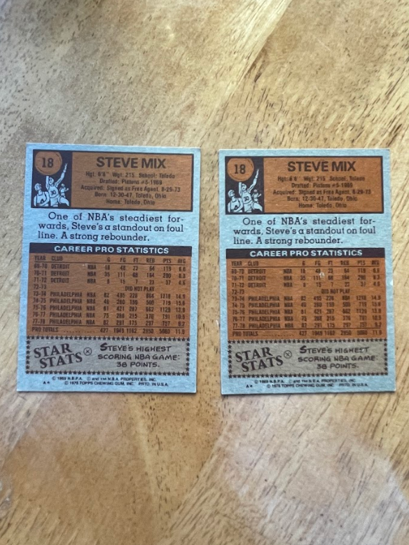 DCC: 1978-79 Topps NBA Steve Mix Philadelphia 76ers #18 NM-MT+ 2-card ...
