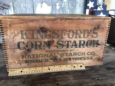 Rare Antique Kingsford Corn Starch Box Wood 40lbs Advertisement | eBay