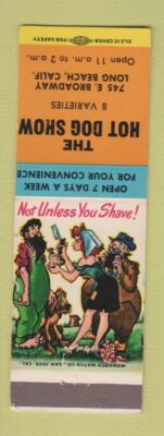 Matchbook Cover - Hot Dog Show Long Beach CA hillbilly | eBay