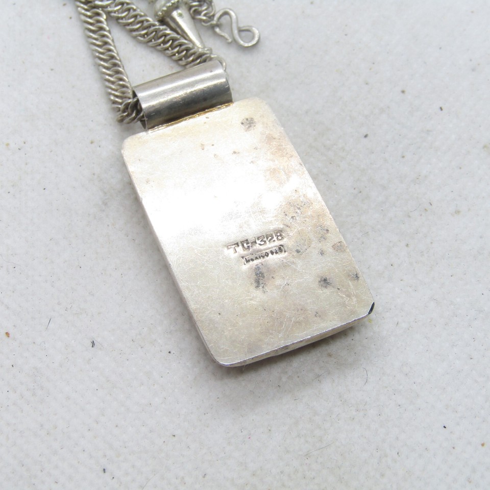 TC-328 Mexico Sterling Silver925 White Stone Fish Hook Design Necklace ...