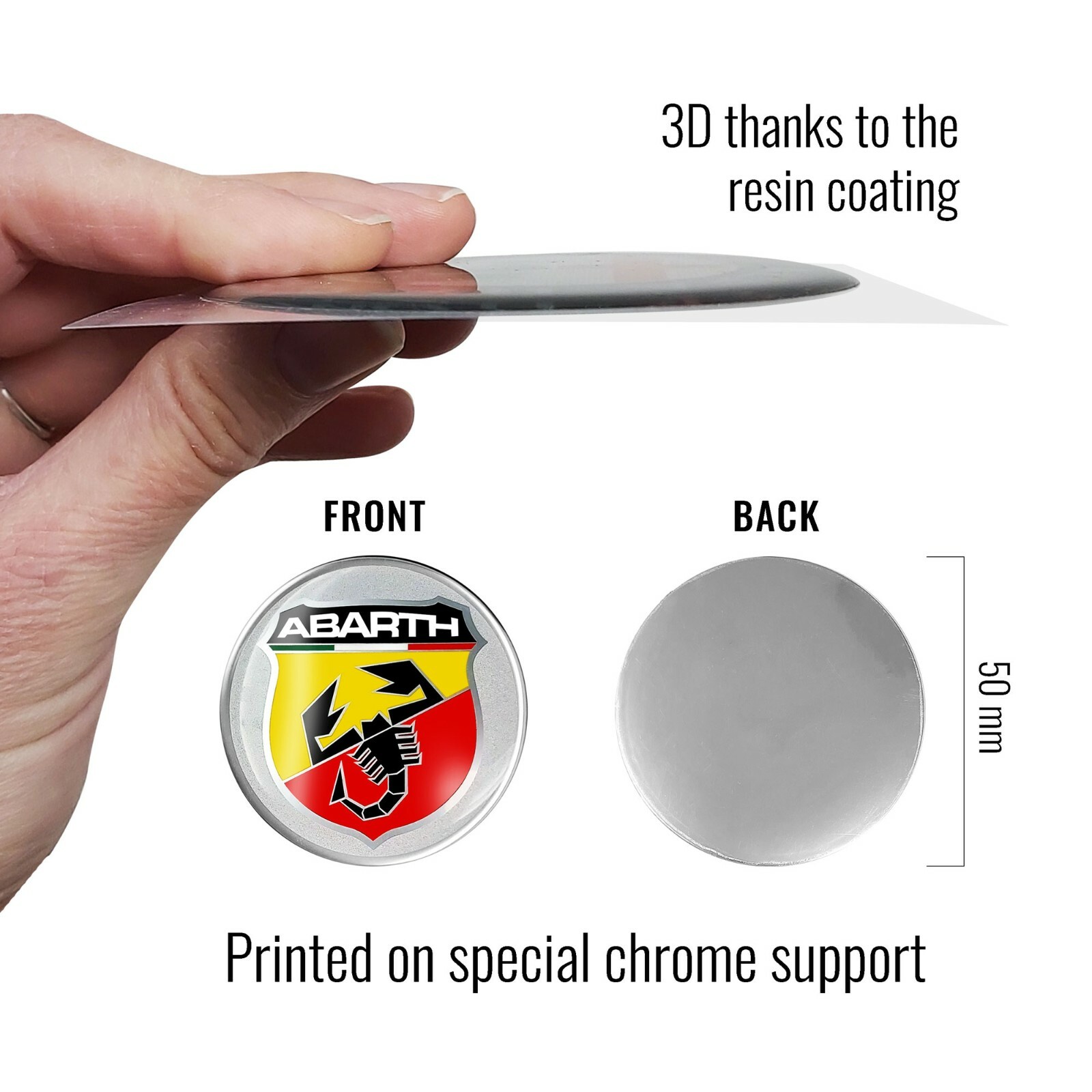 Sticker for Abarth Official 3D Badge Diameter 50 MM | eBay