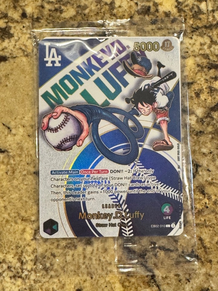 LA Dodgers 2025 SGA Monkey D Luffy 4 x SEALED Promo Cards EB02-010 with ...