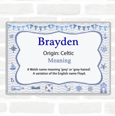 Brayden Name Meaning Jumbo Fridge Magnet Nautical | eBay UK
