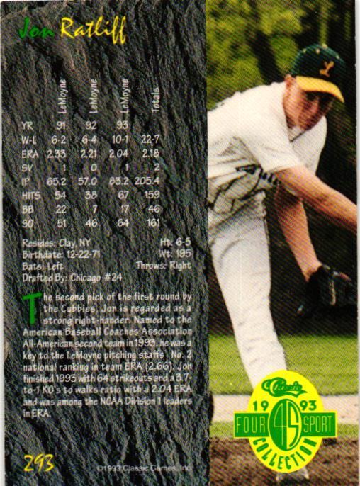 1993 Classic Four Sport #293 Jon Ratliff | eBay