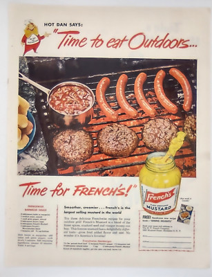 1951 French's Mustard Pure Prepared Time To Eat Outdoors Vintage Print ...