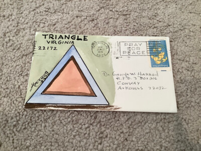 1979 TRIANGLE, Virginia: Signed FOLK ART WATERCOLOR Postal Cover GEORGE ...