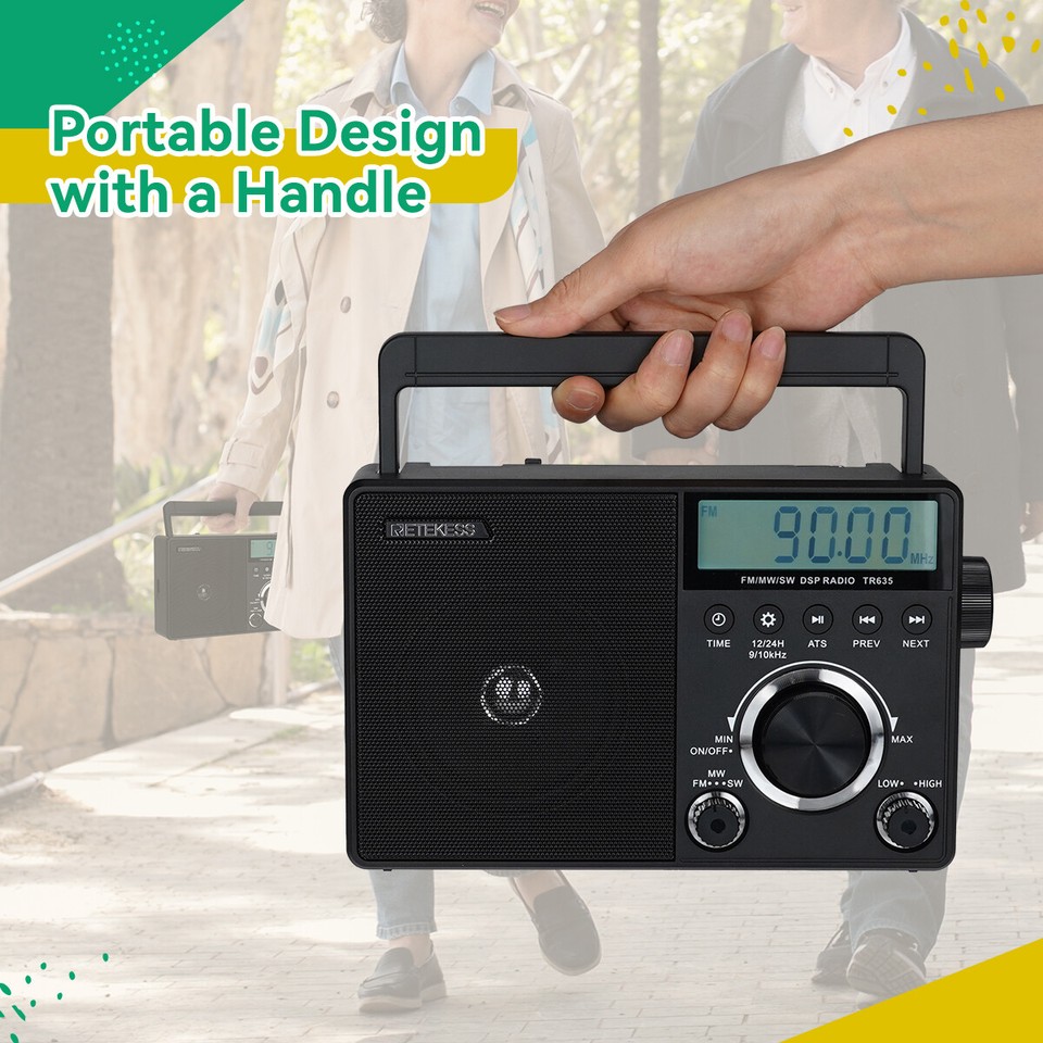 TR635 Portable Shortwave Radio AM FM Digital Radio ANT Antenna Jack ...
