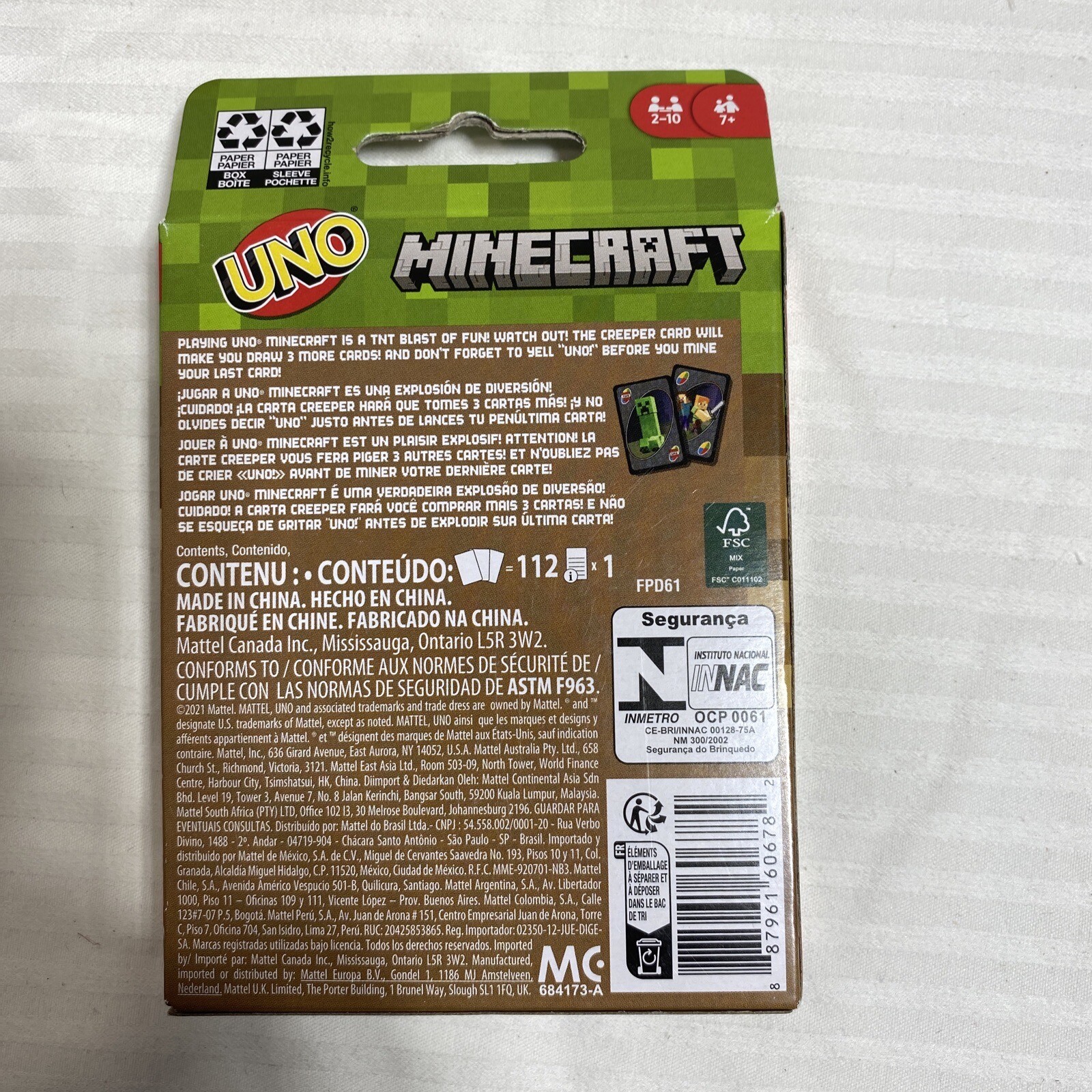 Mattel Games UNO Minecraft Card Game for sale online | eBay
