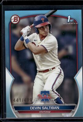 2023 Bowman Draft Devin Saltiban 1st Bowman Sky Blue /499 #BD-2 ...