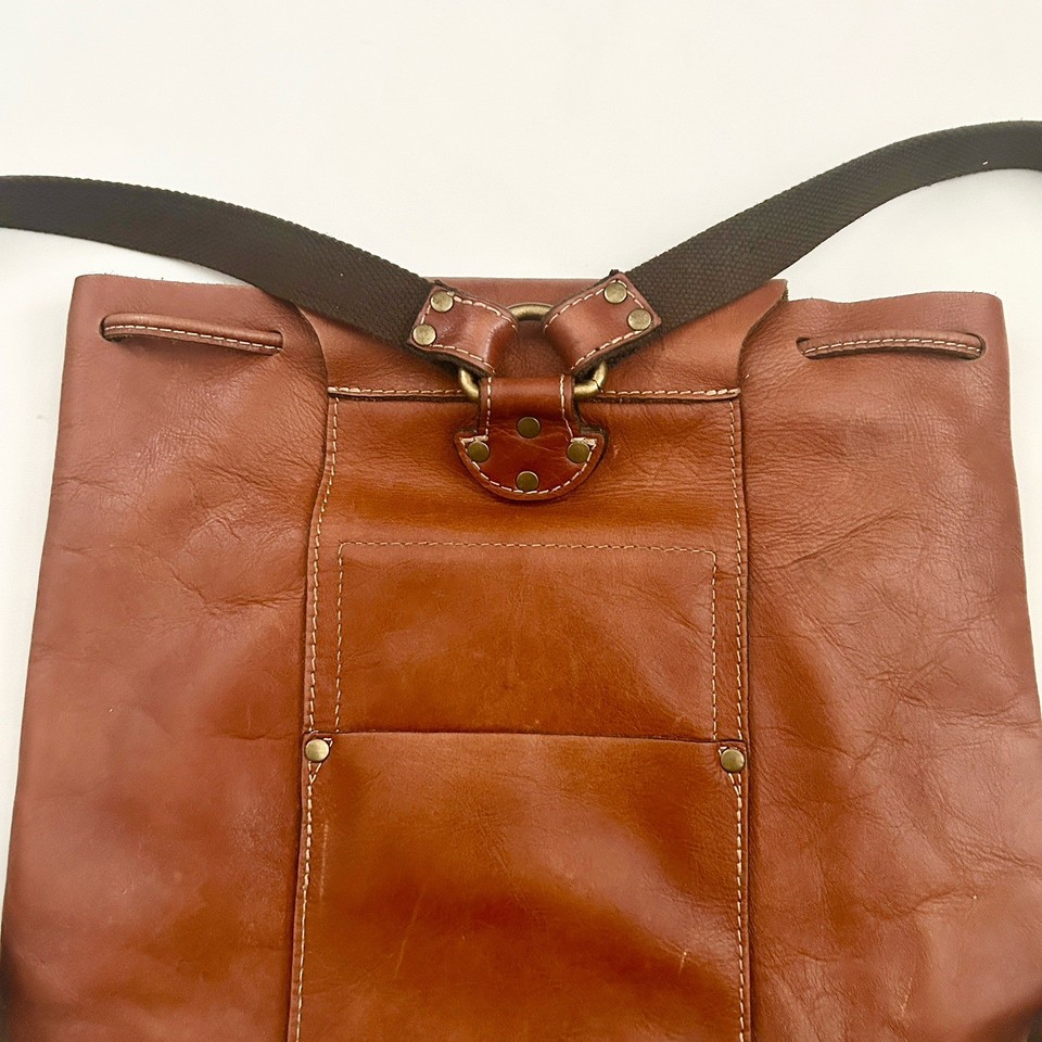 Patricia Nash Brown Italian Leather Backpack Purse Bag Adjustable Draw ...