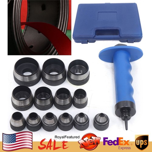 14pcs Hollow Punch Tool Set Leather Kit Gasket Hole Rubber Cutter ...