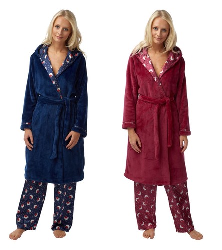 Ladies Robin Hooded Robe, Fleece Dressing Gown Nightwear Robes, Size 8 ...