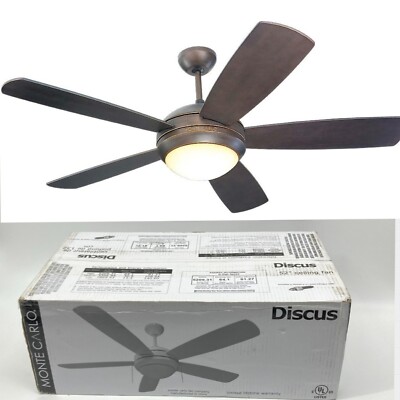 Monte Carlo 5DI52RBD-L Discus 52" 5 Blade Ceiling Fan Light Roman ...