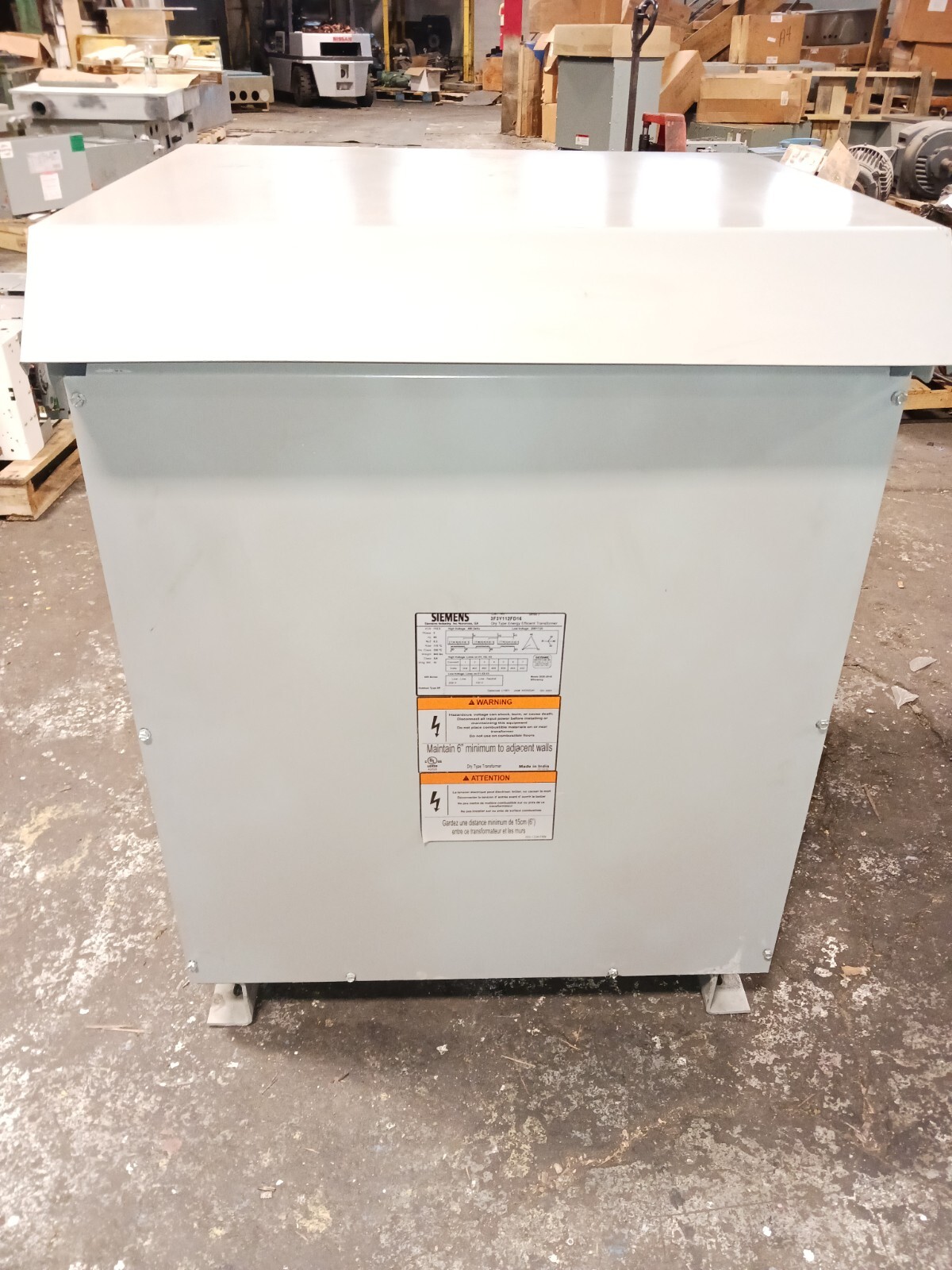 Siemens 112.5 KVA 3 P Transformer 480D 208Y/120 Cat 3F3Y112FD16 for ...