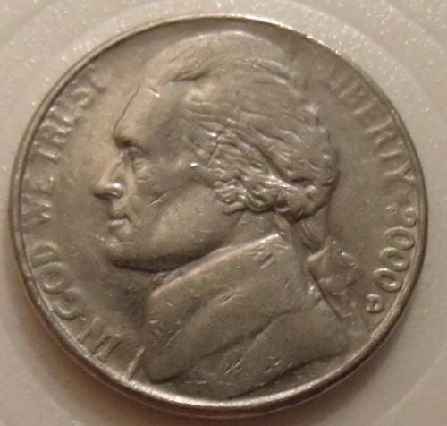 ERROR 2000 D JEFFERSON NICKEL, WIDE MUSHY LEGENDS Rare error type with ...