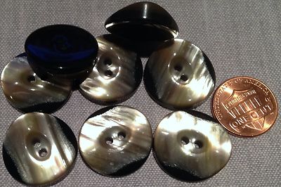 8 Thick Pearlized Beige Grey Black Plastic Buttons Almost 7/8" 21.7mm ...