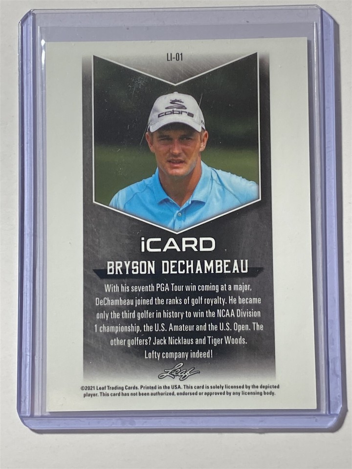 BRYSON DECHAMBEAU golf 2021 Leaf iCard #LI-01 US Open Champion XRC (H7 ...