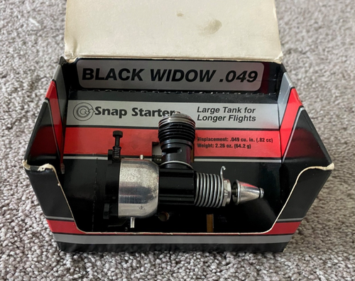 Cox BLACK WIDOW .049 NO. 150 Engine - Snap Starter - Large Tank Longer ...