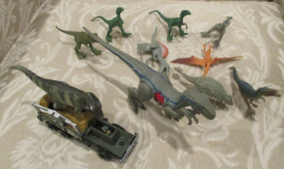 JURASSIC PARK AUTHENTIC LOT 10 - INGEN T-REX TRUCK & 9 DINOSAURS ...