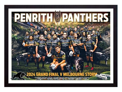 Framed 2024 Penrith Panthers NRL Premiers Rugby League Poster - 45cm x ...