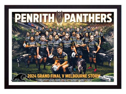 Framed 2024 Penrith Panthers NRL Premiers Rugby League Football Poster ...