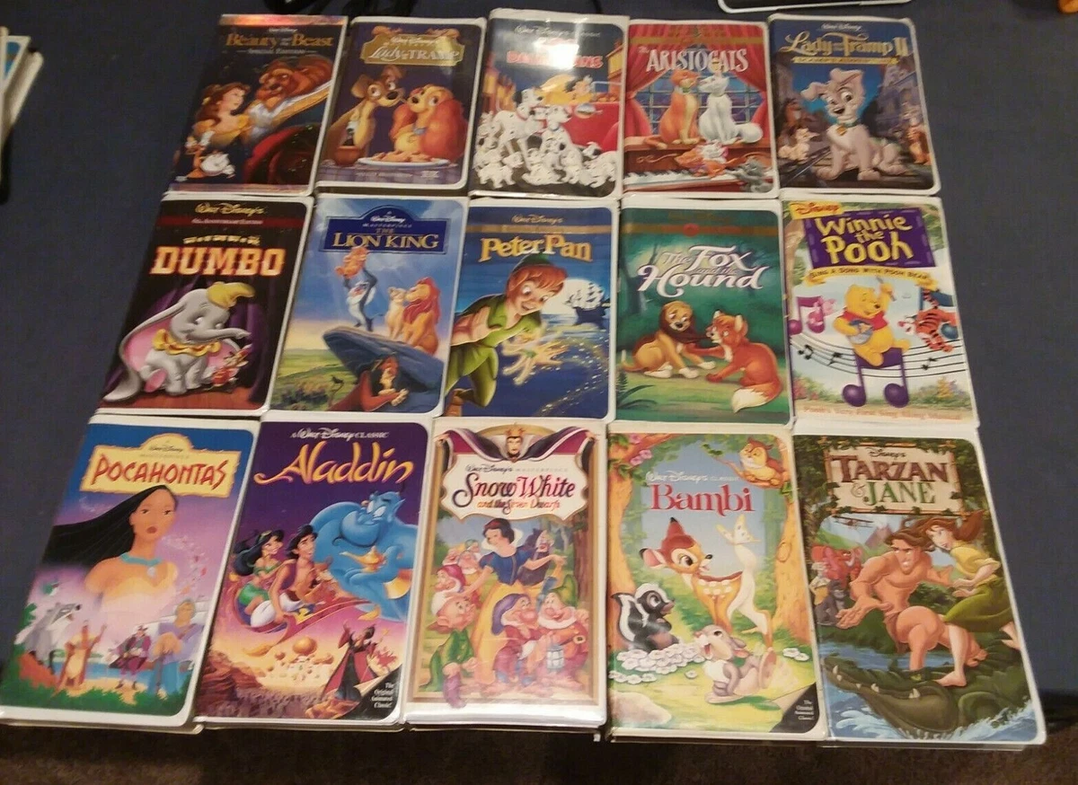 Lot Of Disney Animated VHS Movies Goofy Stitch Tarzan Fox