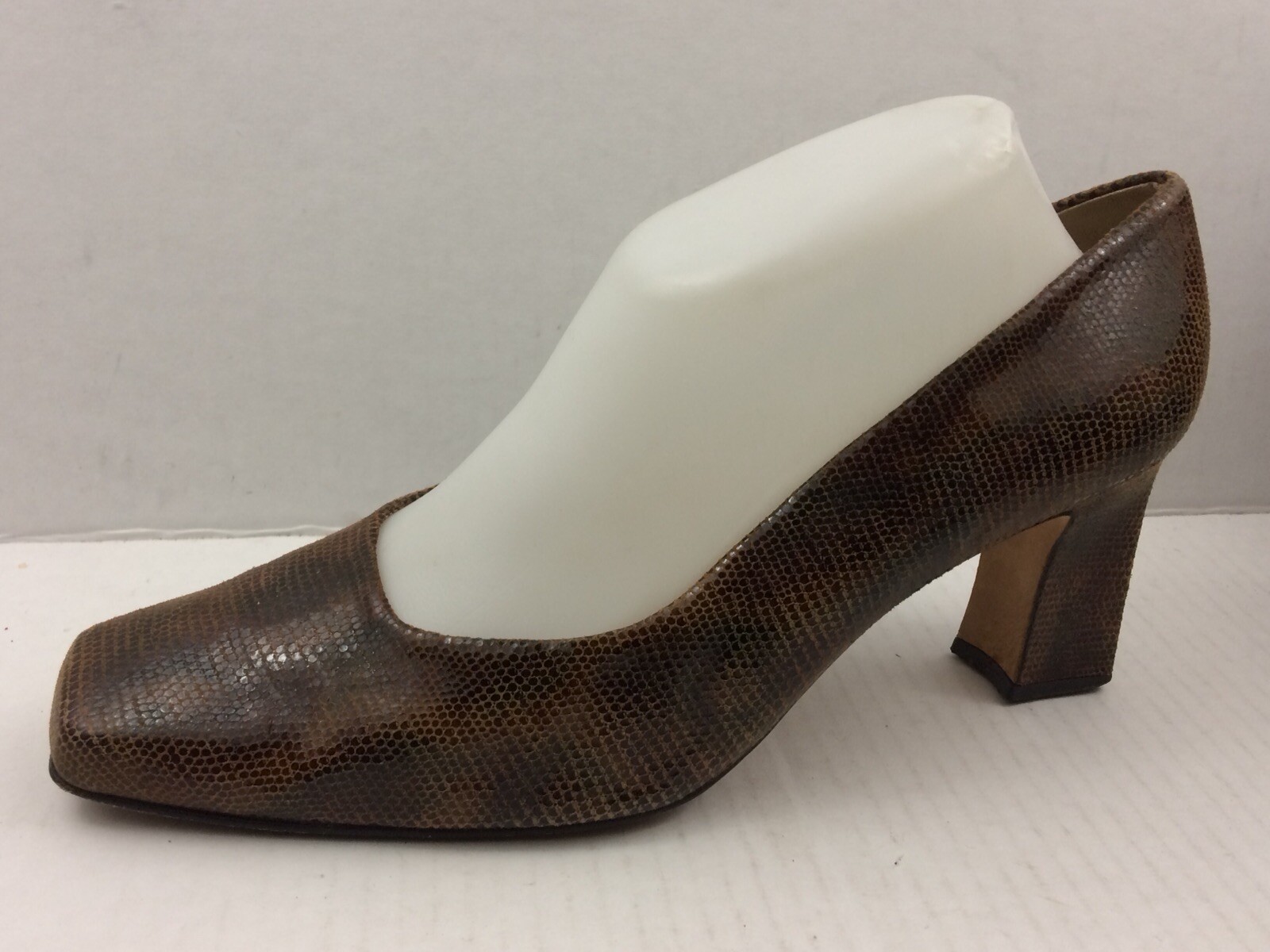 Timothy Hitsman Womens 9.5 M Brown Snake Square Toe High Heel Pumps ...