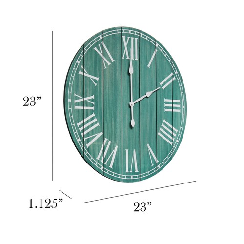 Elegant Designs 23" Large Wood Plank Coastal Rustic Wall Clock Dark ...